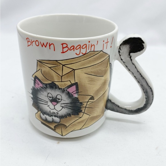 Vintage | Dining | Brown Baggin It Cat Mug Vintage Coffee Cup Mug Black ...
